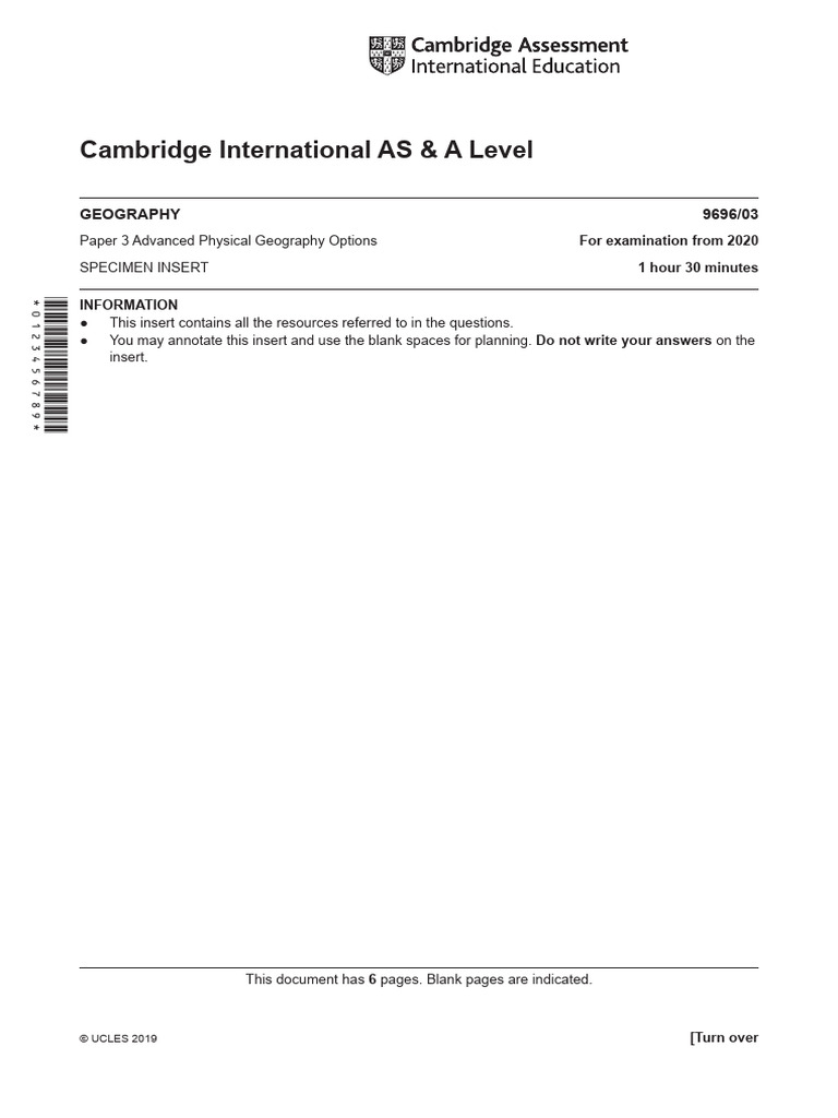 2020 Specimen Paper 3 Insert | PDF | Erosion | Geology