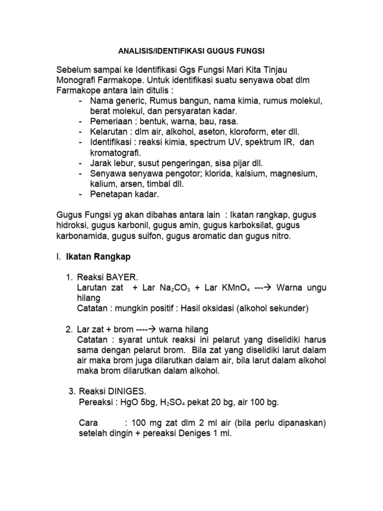 Identifikasi Gugus Fungsi Senyawa Kimia | PDF | Memasak, Makanan ...