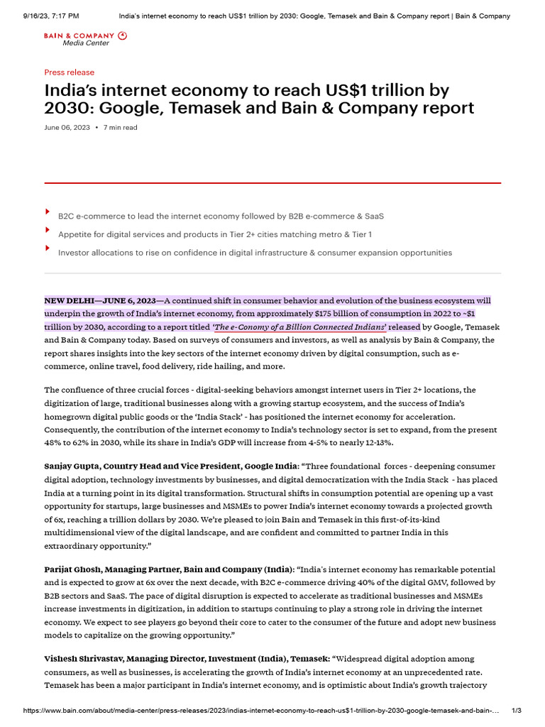 Google-Temasek-Bain Ecommerce Report | PDF | E Commerce | Retail
