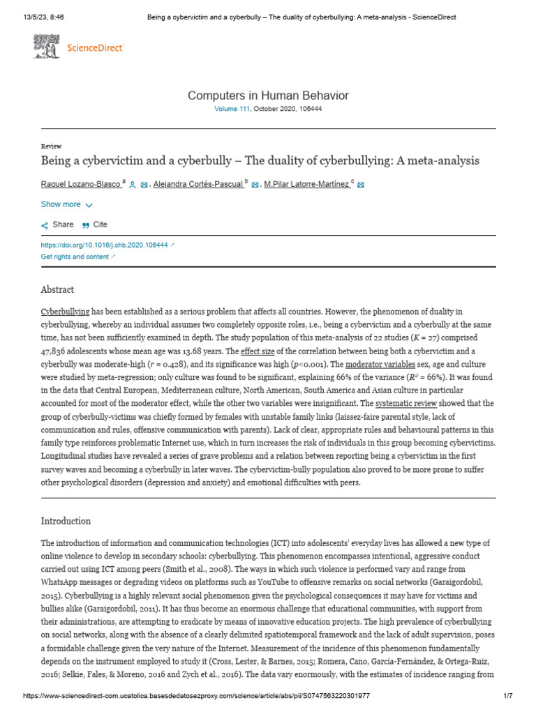 2 Clave Being A Cybervictim and A Cyberbully - The Duality of ...