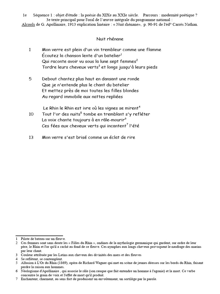 Nuit Rhénane Expli Linéaire Francoise | PDF