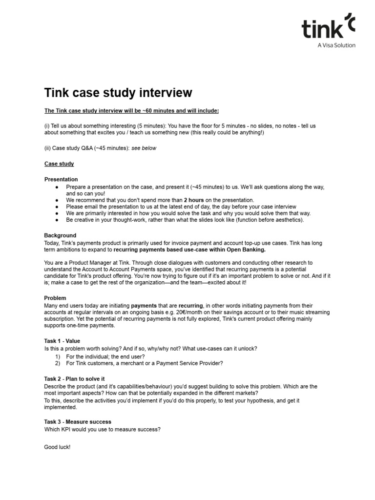 Tink Payments Case - Recurring Payments | PDF | Business