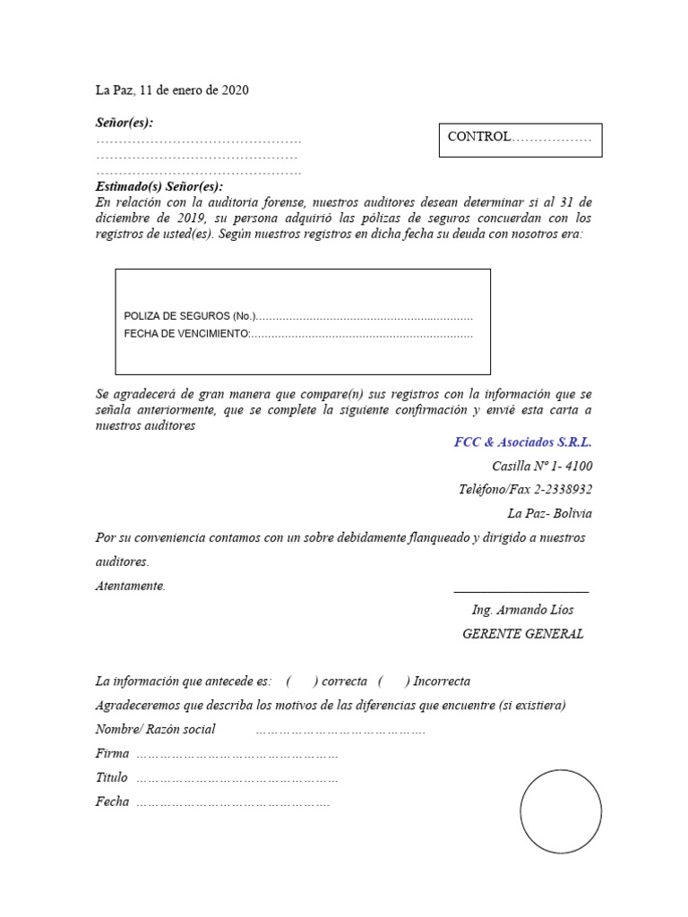 Solicitud de Confirmacion | PDF