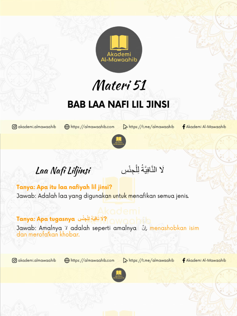 Materi 51 BAB LAA NAFI LIL JINSI | PDF