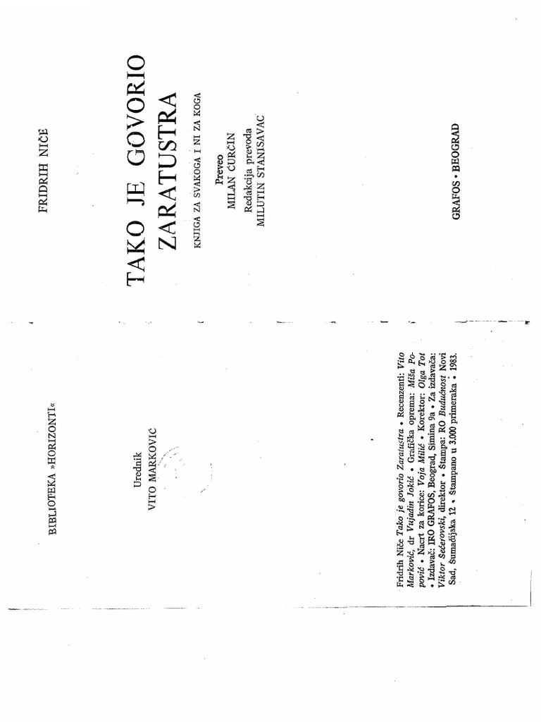 Dokumen - Tips Tako Je Govorio Zaratustra Nice | PDF