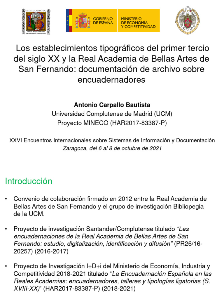 Presentacion Establecimientos Tipograficos Primer Tercio Siglo XX ...