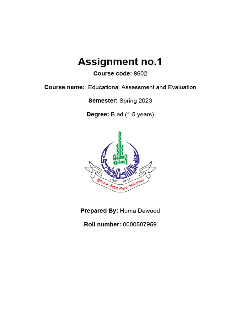 8602 Solved Assign 1 | PDF | Educational Assessment | Learning