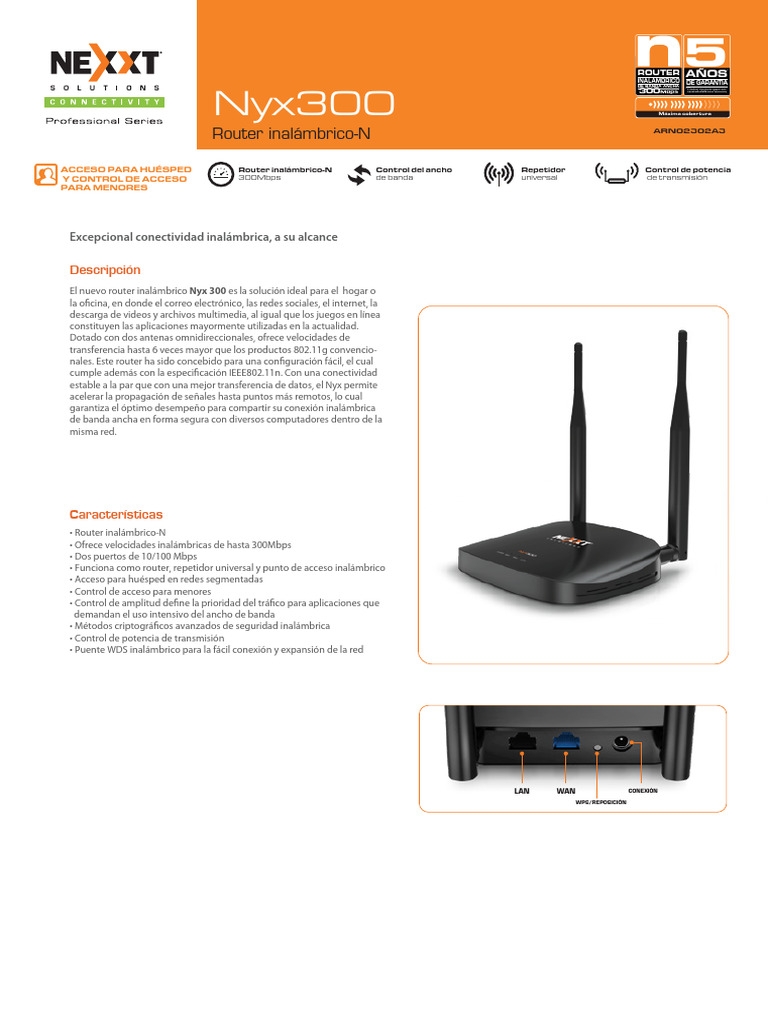 Arn02302a3 Data Sheet Spa | PDF | Ieee 802.11 | Enrutador (Computación)