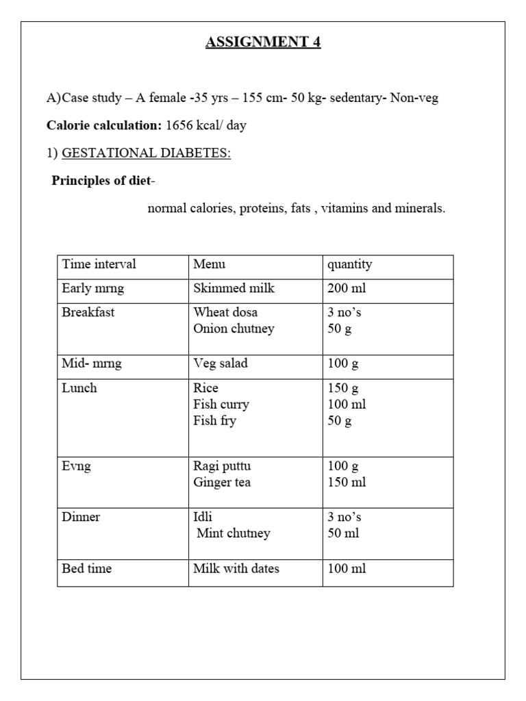 Assignment 4 | PDF | Calorie | Milk