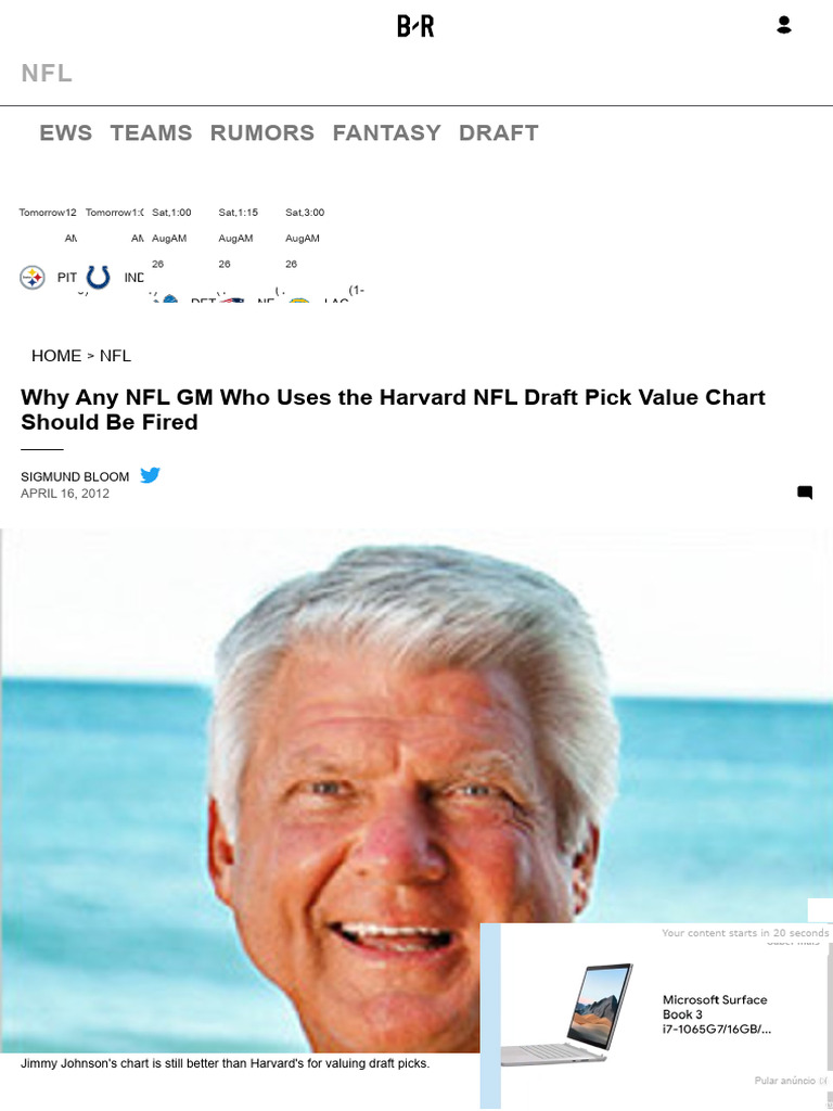 Why Any NFL GM Who Uses The Harvard NFL Draft Pick Value Chart Should ...