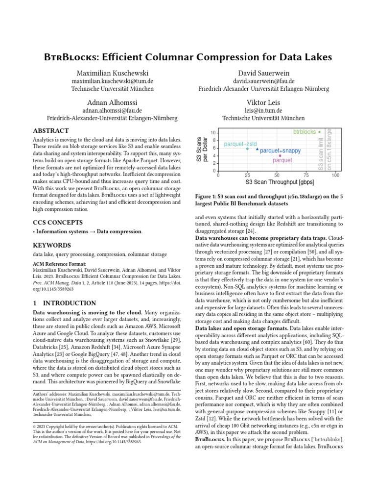 Btrblocks - Data Lake Compression | Download Free PDF | Data Compression | String (Computer Science)