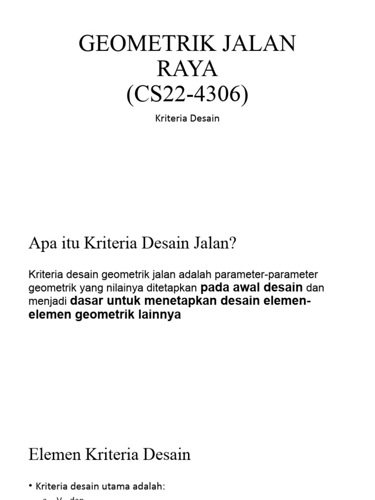 Kriteria Desain Geometrik Jalan Raya | PDF