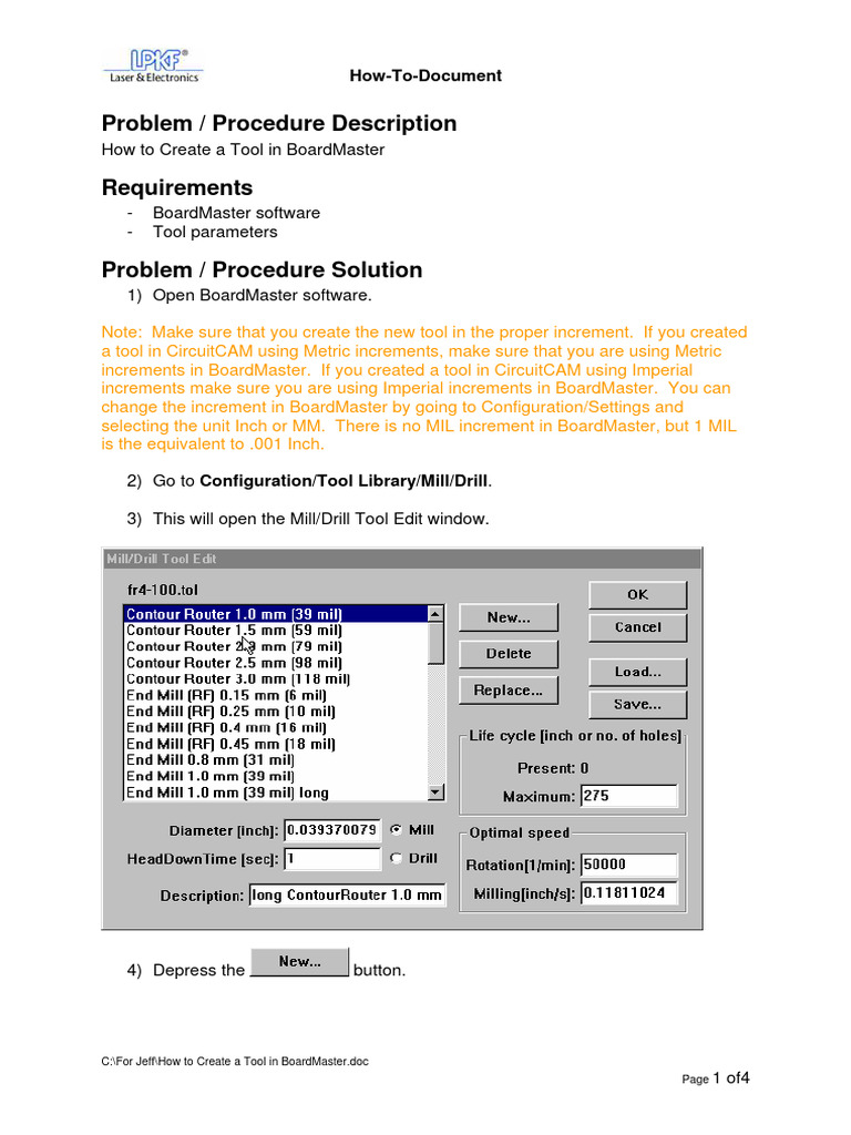 Boardmaster App Creating A New Tool In The Tool Library Pdf Drill