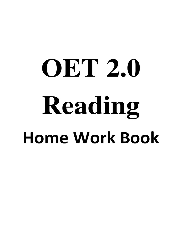 Oet 2.0 Reading Home Work Book | PDF | Attention Deficit Hyperactivity Disorder | Sleep