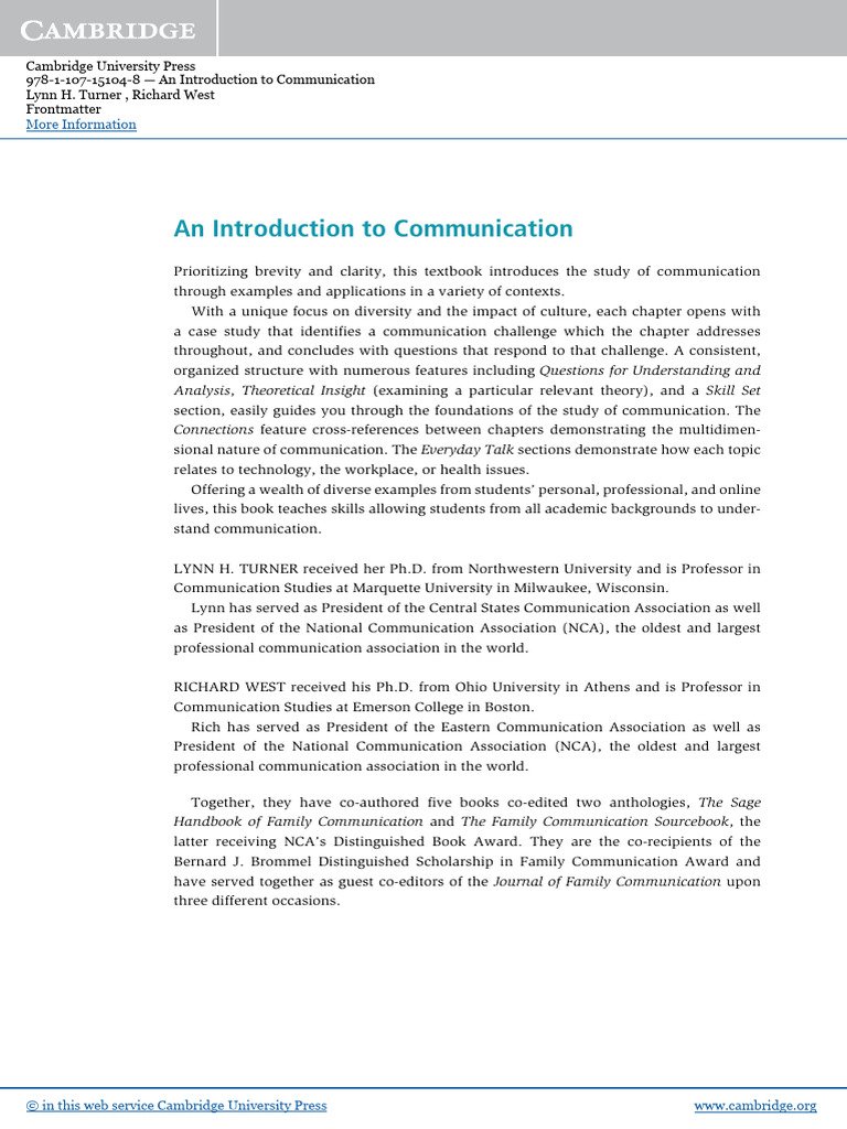 Frontmatter | PDF | Communication | Interpersonal Communication