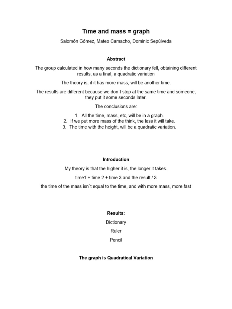 Time and Mass Graph | PDF