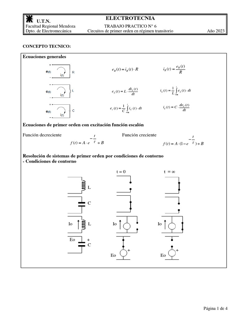 Circuitos de Primer Orden: Ejercicios Prácticos | PDF | Red eléctrica | Física