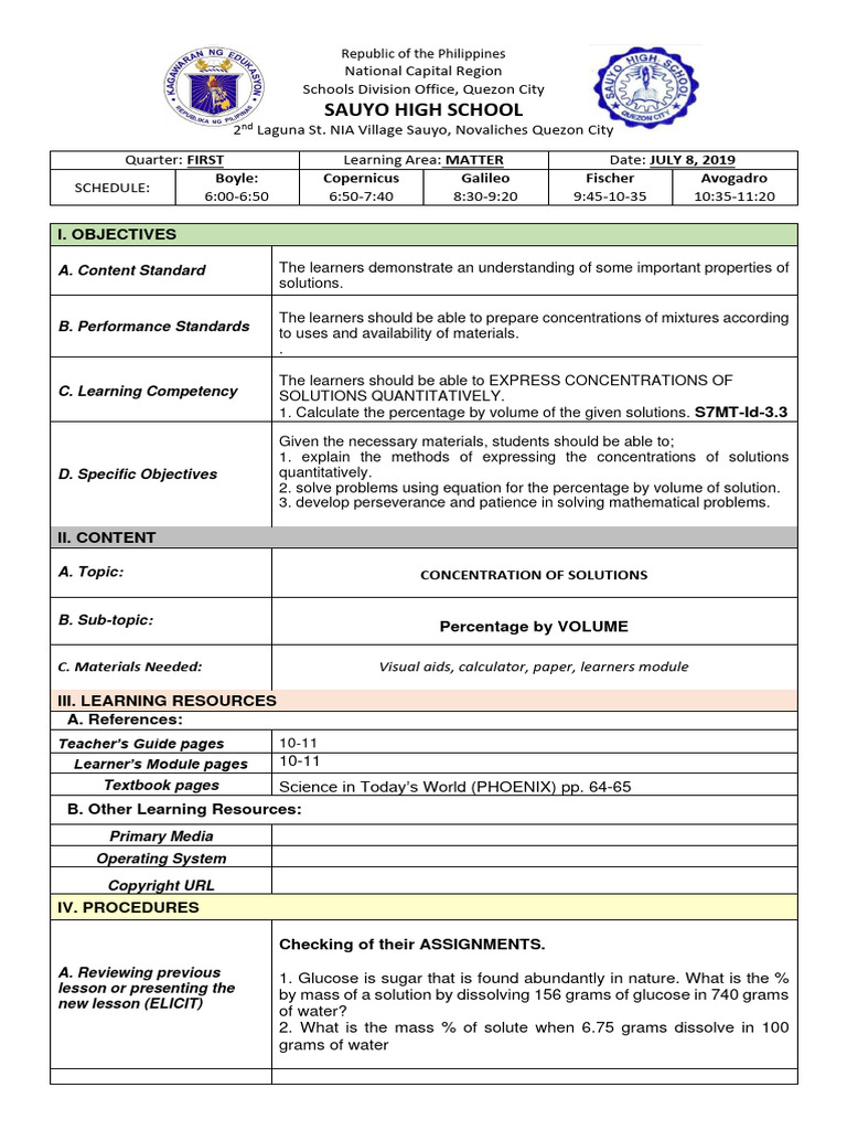 DLP 7 - Concentration of Solutions | PDF