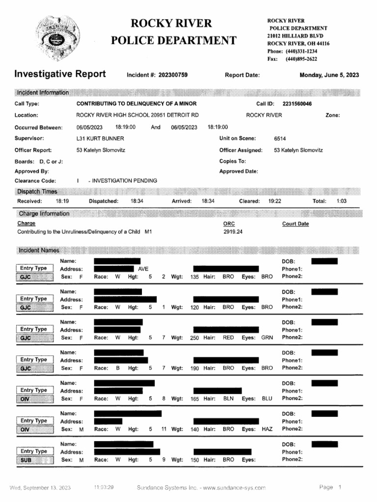Rocky River Police Report | PDF