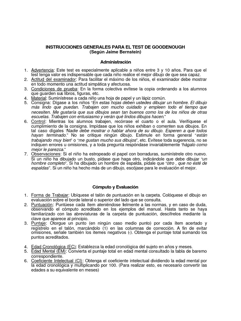 Manual Del Test de Goodenough | PDF