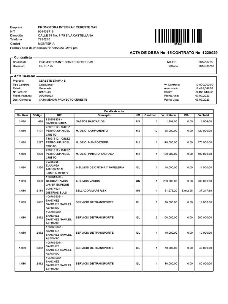 Sinco ERP - PROMOTORA INTEGRAR CERESTE SAS | PDF