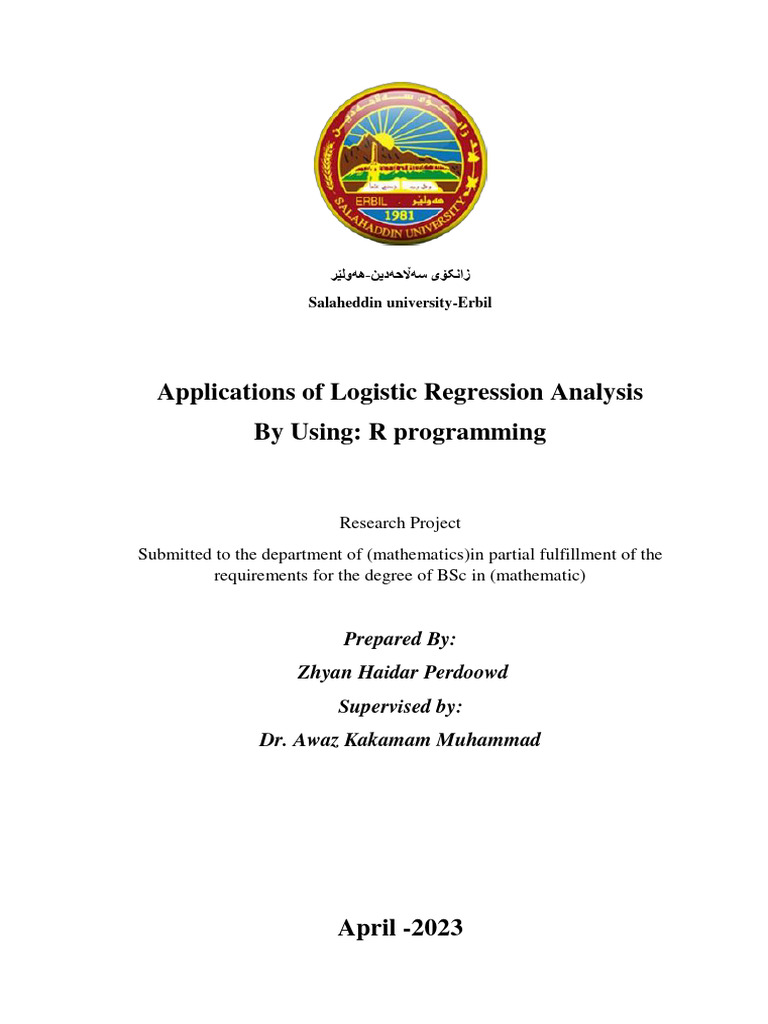 Applications of Logistic Regression Analysis by Using R Programming ... Applications of Logistic Regression Analysis by Using R Programming ...