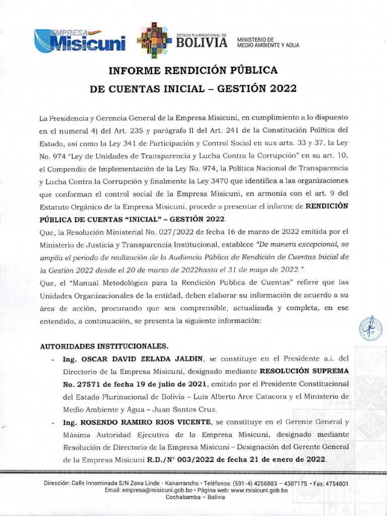 Informe Rendicion Publica 2022 | PDF