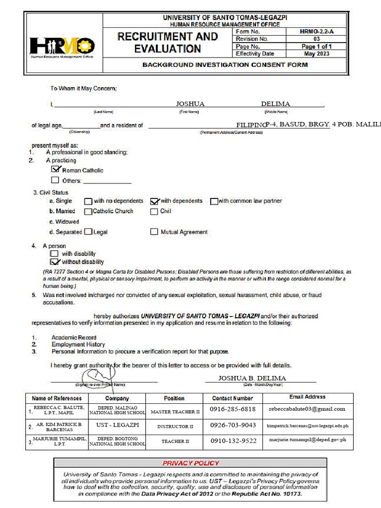 Ust - Consent Form | PDF