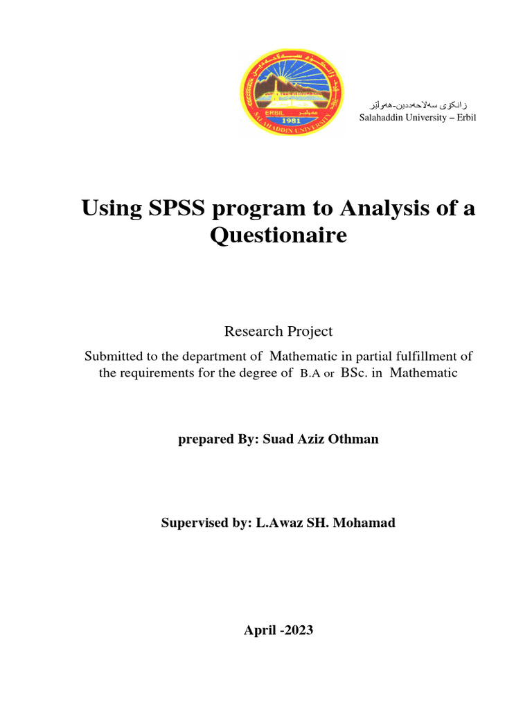 Using SPSS Program To Analysis of A Questionaire - Suad Aziz Othman | PDF | Questionnaire ...