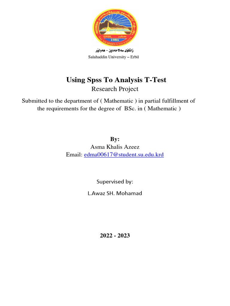 Using Spss To Analysis T-Test - Asma Khalis Azeez | PDF | Teaching ...
