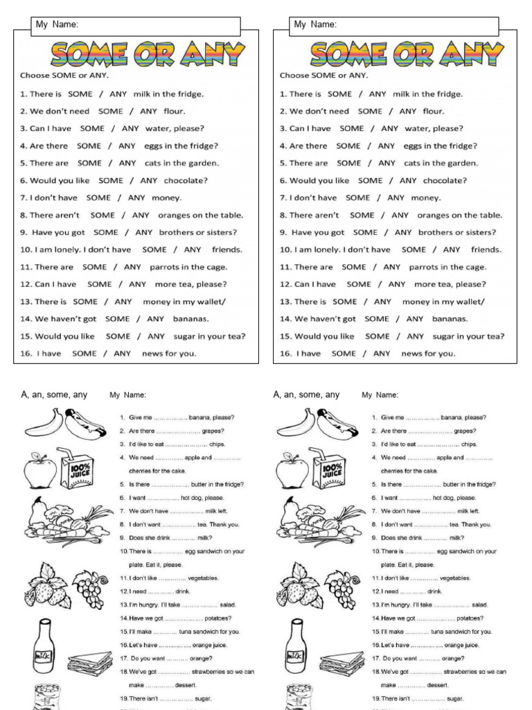 Some or Any Exercises | PDF Some or Any Exercises | PDF