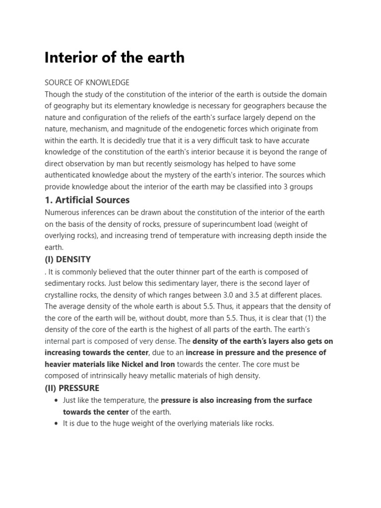 Interior of The Earth | PDF | Earth | Rock (Geology)