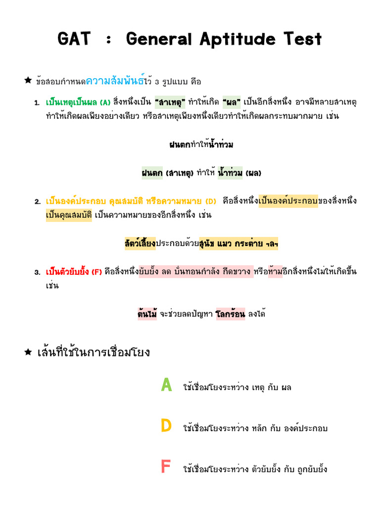เอกสารติว GAT | PDF