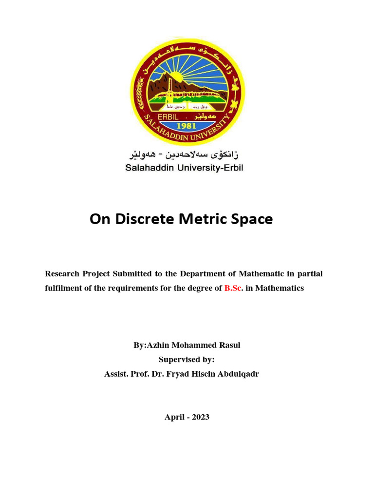 On Discrete Metric Space - Azhin Mohammed Rasul | PDF | Compact Space | Real Number