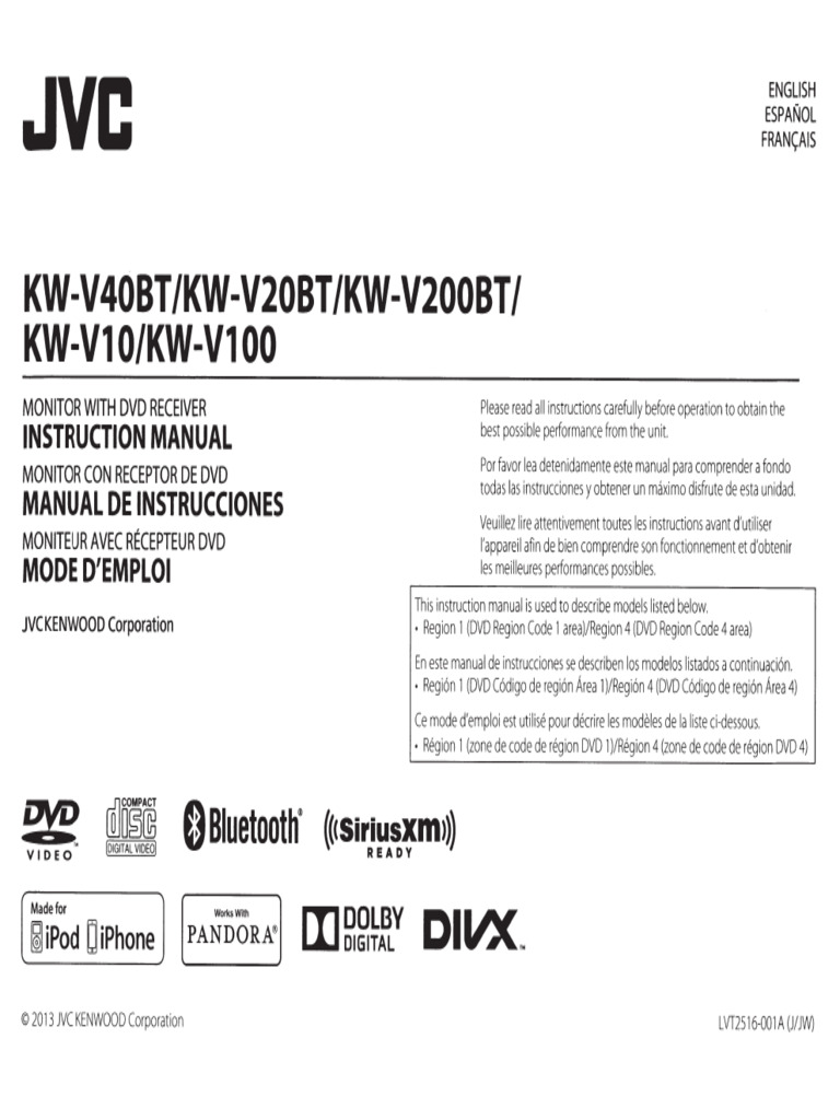 JVC KW-V20BT Owners Manual | PDF | I Phone | I Pod