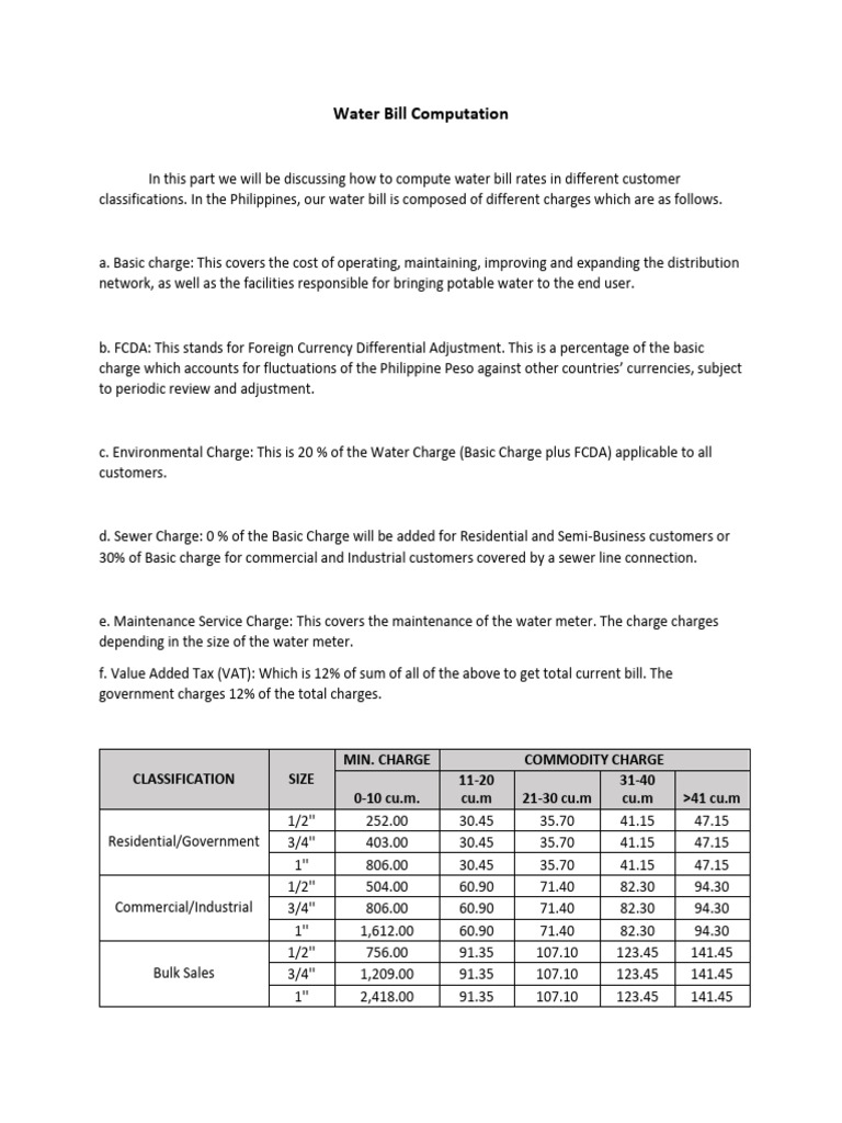 Water Bill Computation | PDF | Home & Garden