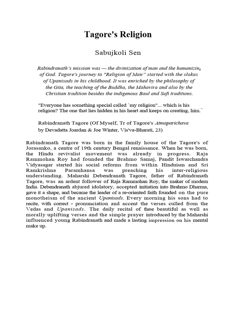 32tagore's Religion | PDF | Rabindranath Tagore | Religious Belief And ...