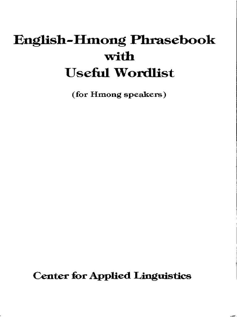 English Hmong Phrasebook With Useful Wordlist | PDF