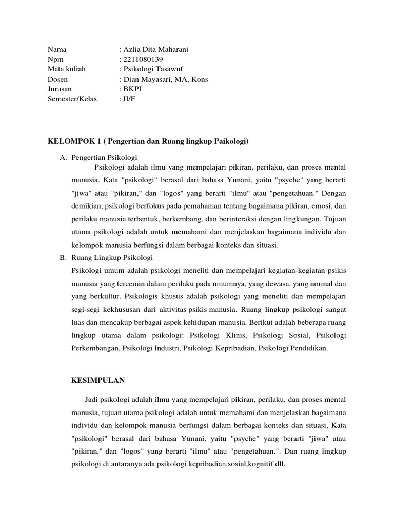 Azlia Dita Maharani PSI TSWF | PDF | Pengembangan Diri