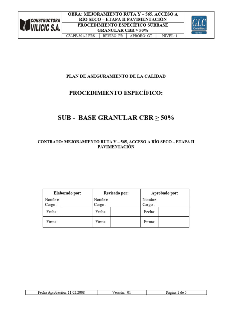 CV-PE-301-2 Sub - Base Granular CBR 50 | PDF | Topografía