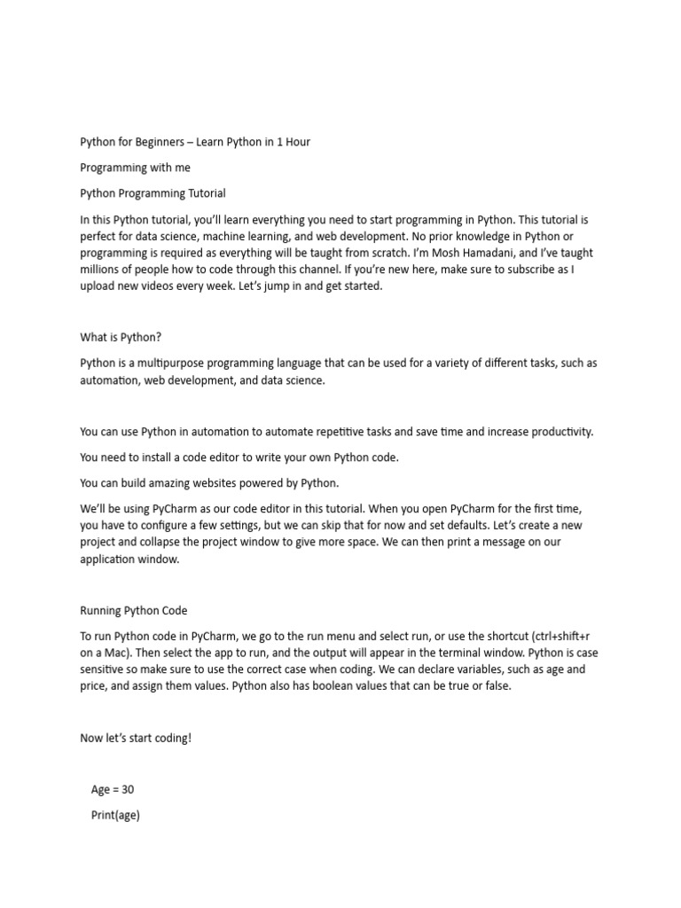 Python For Beginners Pdf Data Type Parameter Computer Programming