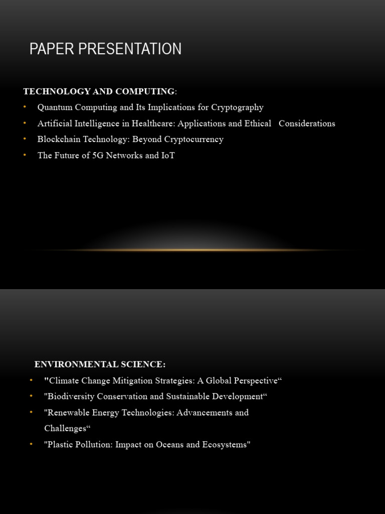 Paper Presentation Topics | PDF