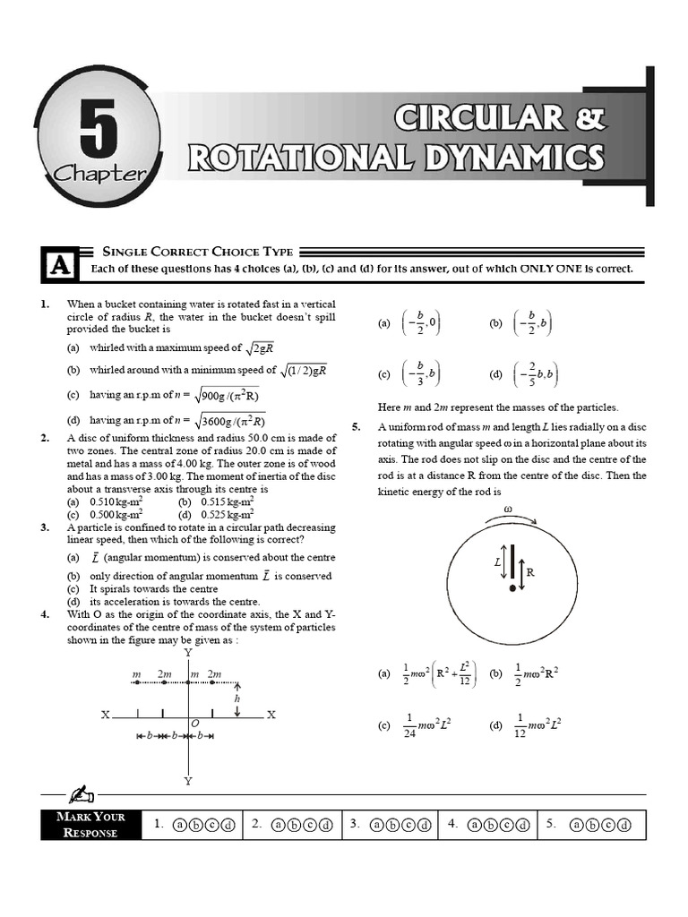 Circular and Rotational Dynamics Quiz | PDF | Rotation Around A Fixed Axis | Torque