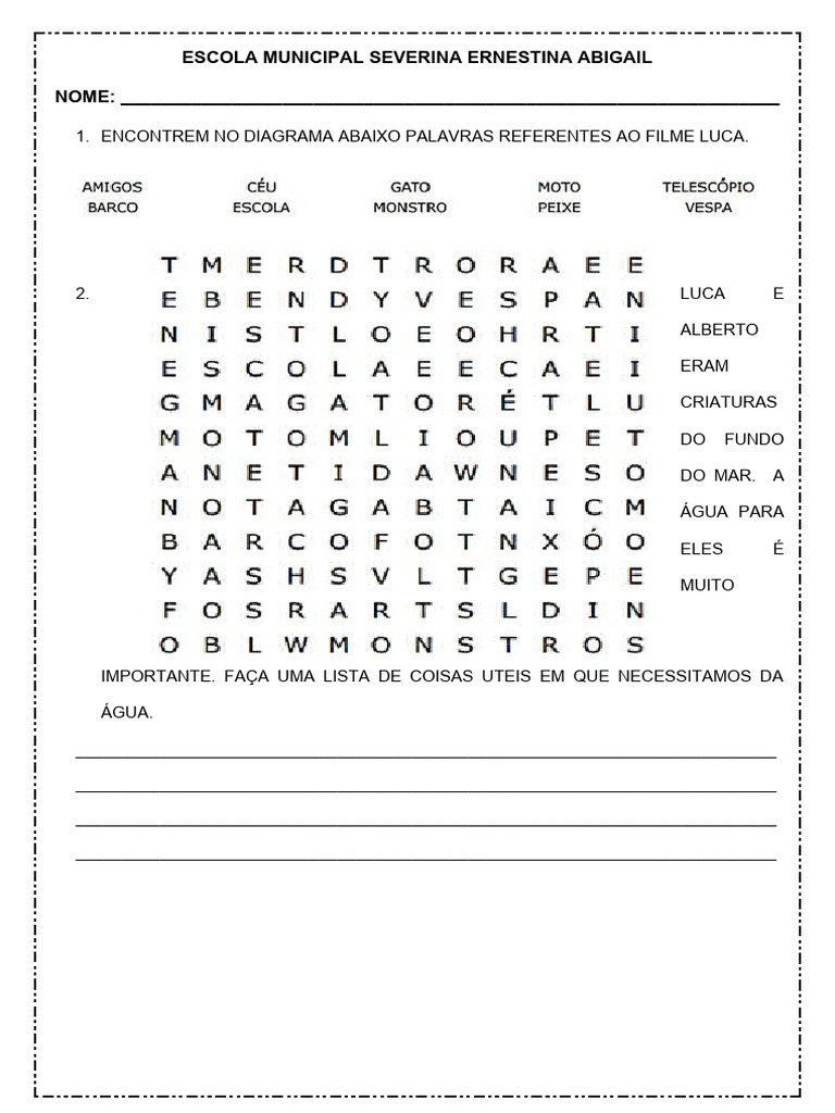 Atividades Filme Lucca | PDF