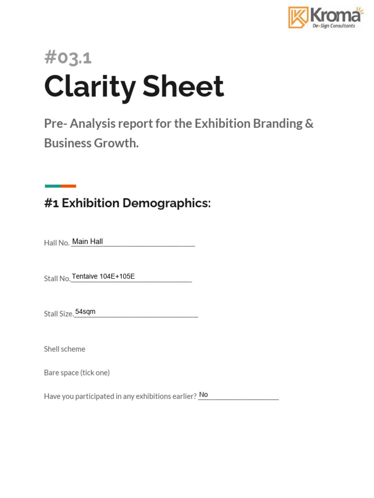KDSPL - #03 Clarity Sheet - Exhibitions | PDF | Bakery | Cakes