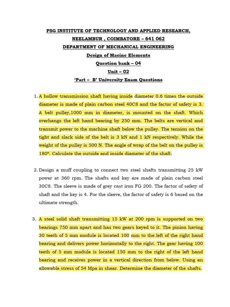 Dme 2 | Download Free PDF | Belt (Mechanical) | Stress (Mechanics)