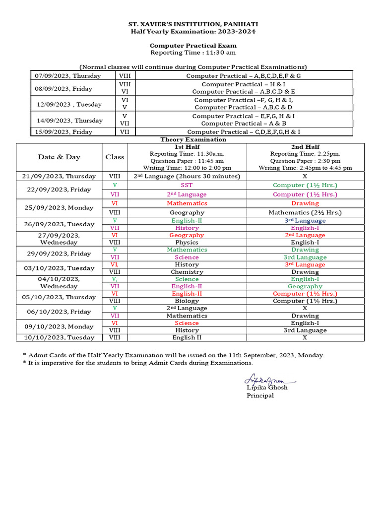 HLY Timetable 2023 | PDF | Science