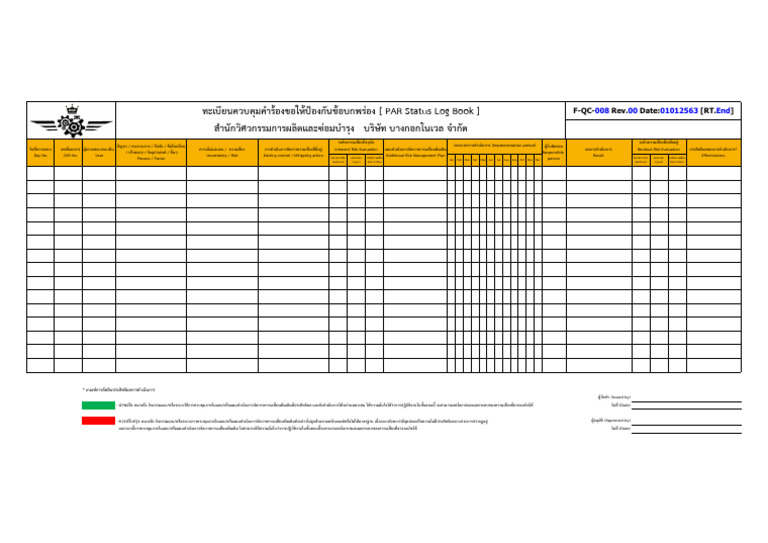 F-QC-008 Rev.00 Date01012563 (RT - END) - PAR LOG Book | PDF