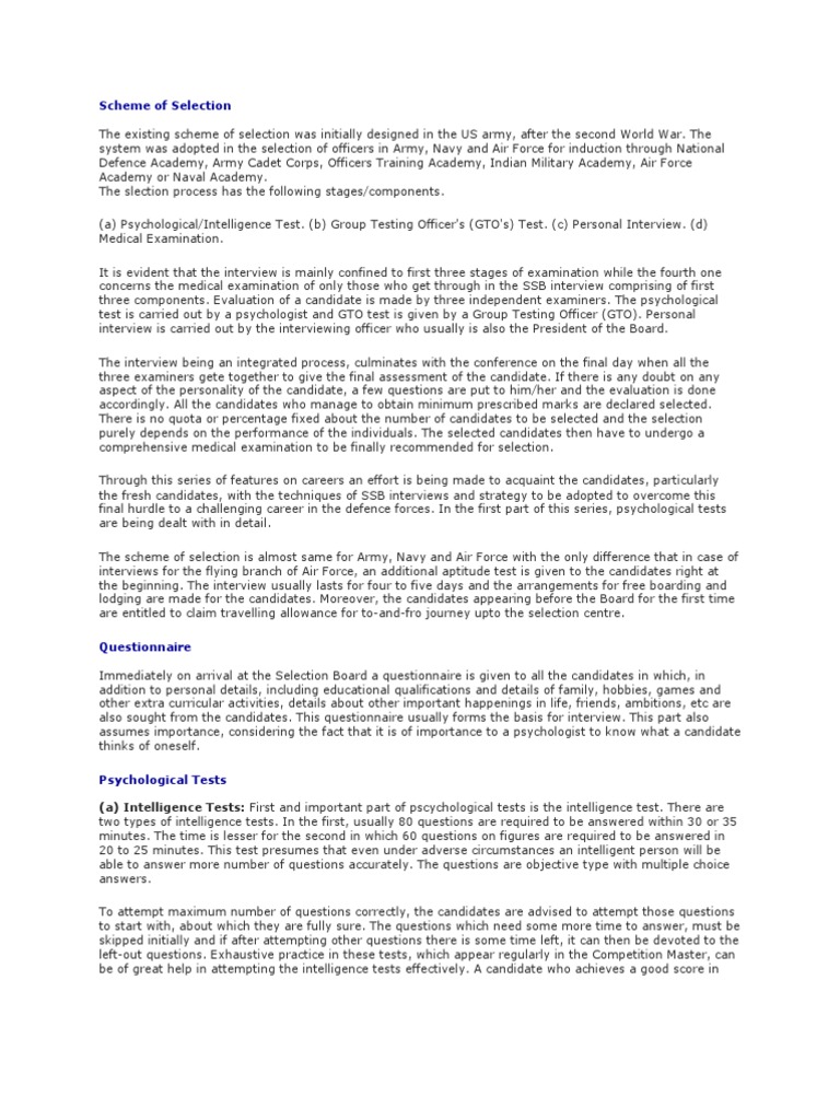 SSB | PDF | Test (Assessment) | Psychological Testing