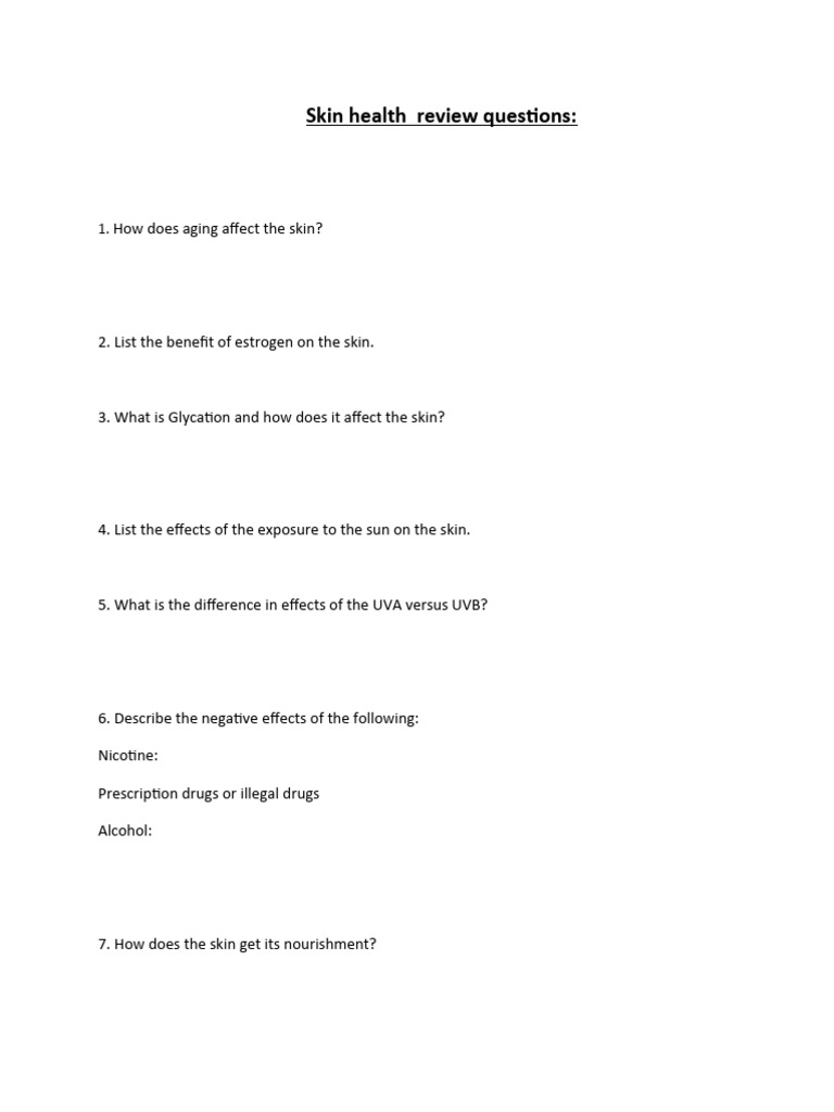 Skin Health Review Questions | PDF